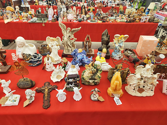 Heaven's gift shop must look something like this. Angels, crosses, and figurines that grandmothers everywhere would display with pride.