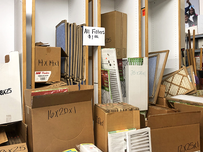 Air filters stacked like a hardware store's greatest hits album, ready for their encore performance.