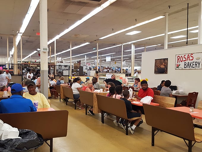 Rosa's Bakery food court: where strangers become neighbors over shared tables and the universal language of "mmm, that looks good!"