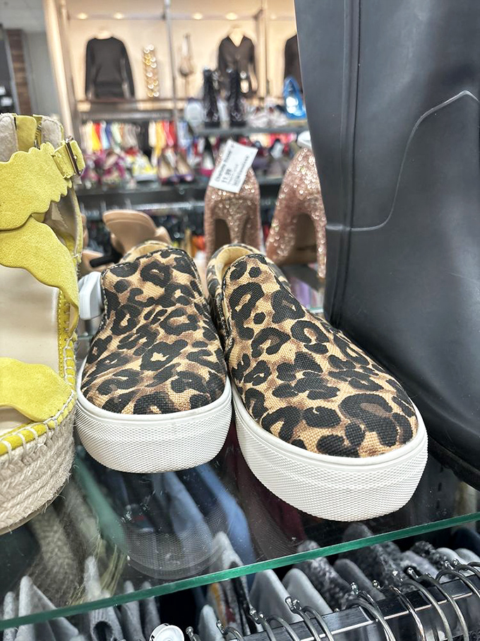 Leopard print slip-ons waiting for their Cinderella moment. Someone else's "too much" is about to become your "just right."