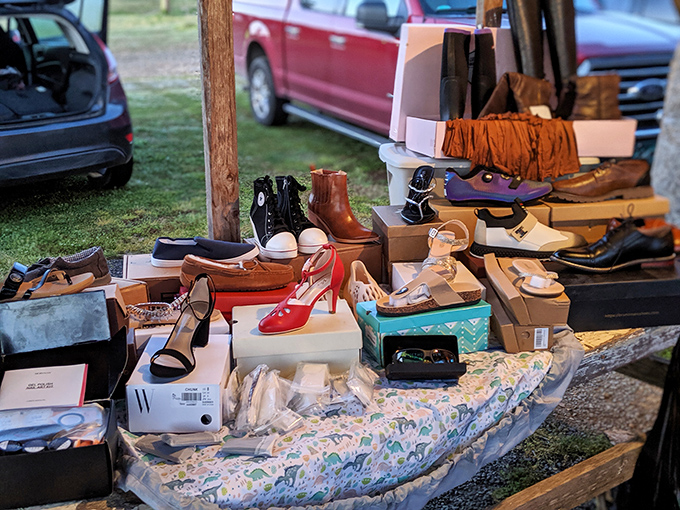 Footwear with stories to tell&mdash;from barely-worn designer heels to practical work boots. Someone's "these hurt my feet" becomes another's "perfect fit" for pocket change.