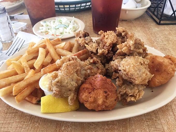 Fried seafood platter that proves inland South Carolina knows its way around the fryer just as well as any coastal town.