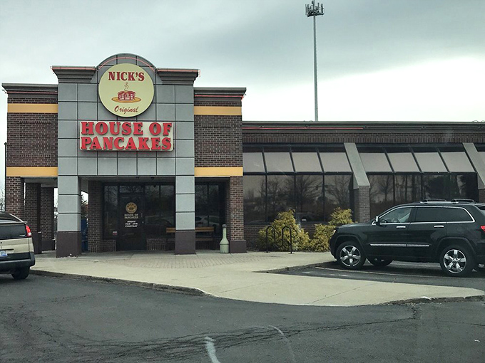 The exterior view that has launched a thousand breakfast pilgrimages. Ann Arbor's temple of morning indulgence stands ready to serve.