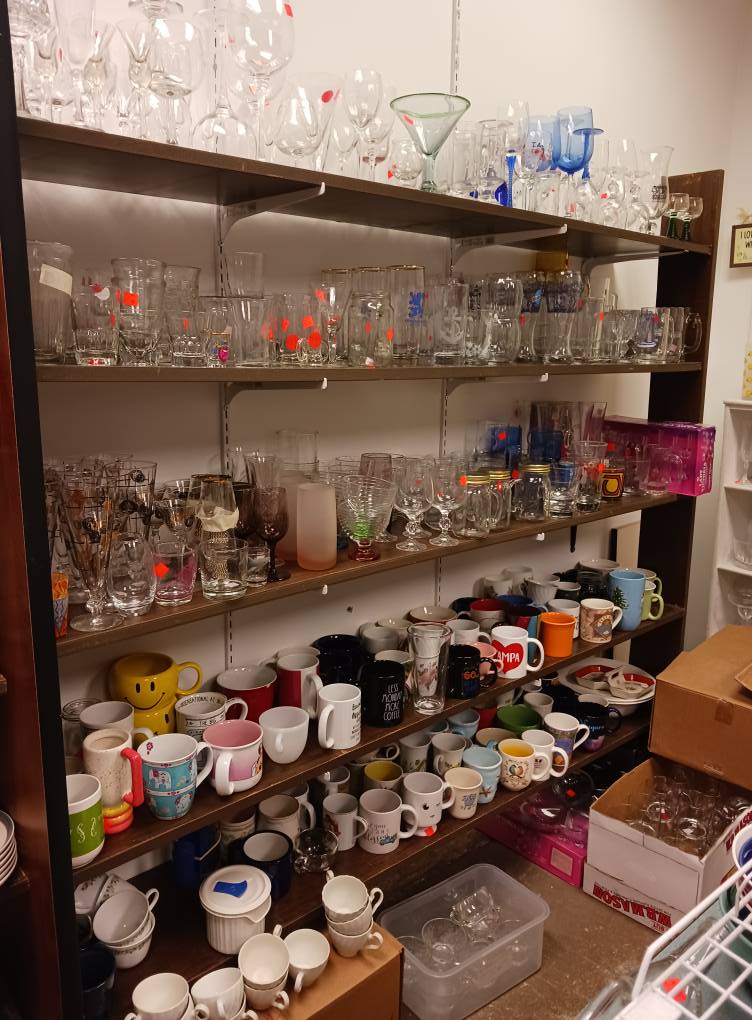 Glassware galore! From everyday tumblers to fancy stemware, there's enough here to toast every occasion from now until retirement.