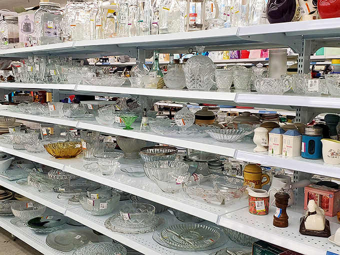 Crystal and glassware that would make your grandmother proud. Mismatched sets waiting to host your next dinner party with eclectic charm.