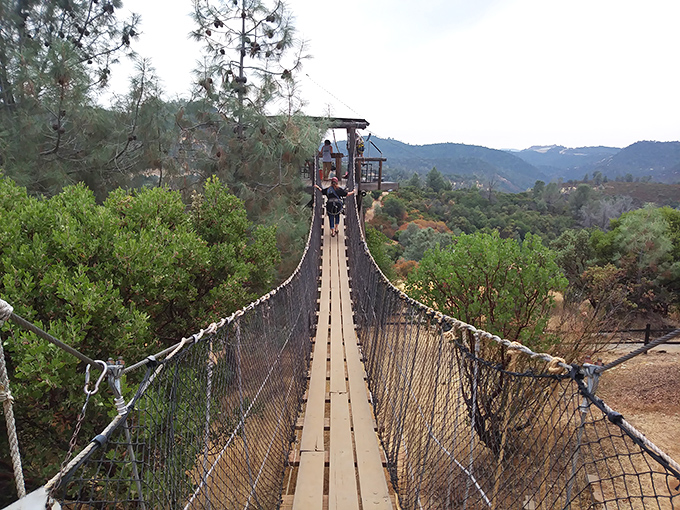 The suspension bridge offers thrills above ground to complement those below &ndash; walking across feels like starring in your own adventure movie.