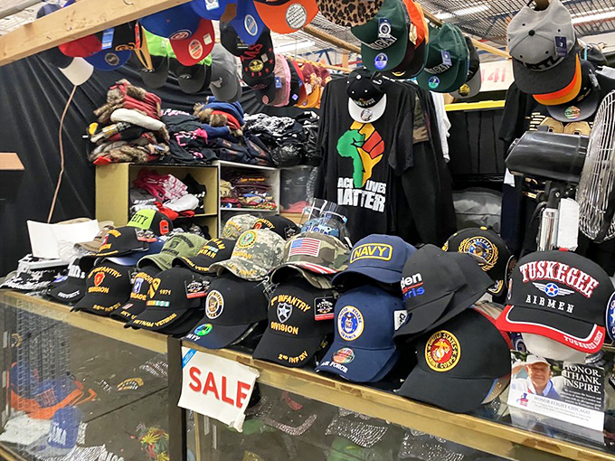 Sports caps representing every Chicago team, plus a few rivals for good measure.