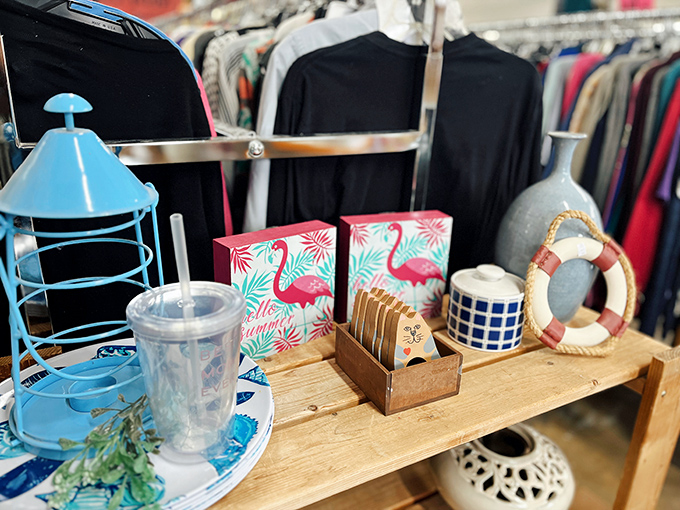 Coastal-themed decor that brings vacation vibes to your Missouri home. Those flamingo notebooks are ready to hold your greatest thoughts.