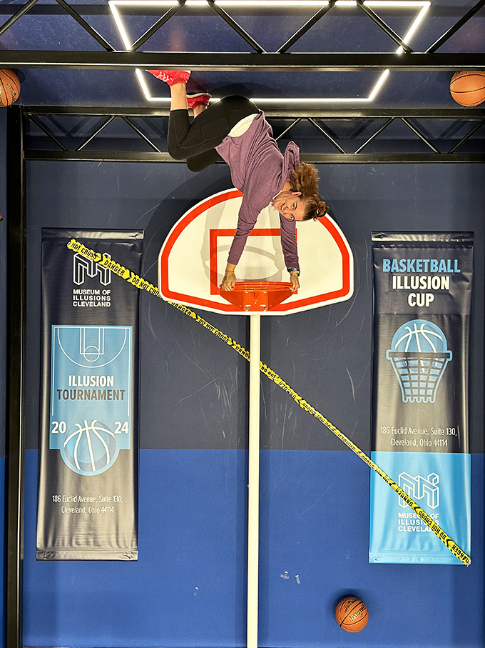 The Basketball Illusion defies gravity and common sense&mdash;making visitors look like they're performing slam dunks worthy of the Cavaliers.