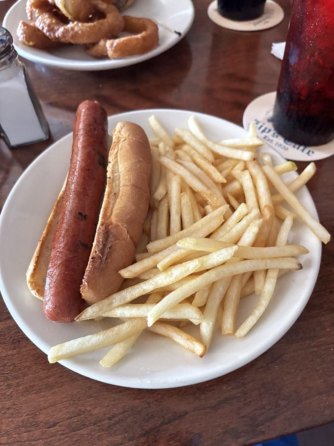 The hot dog and fries combo that reminds you some classics became classics for a reason—straightforward, unpretentious, and exactly what you wanted.