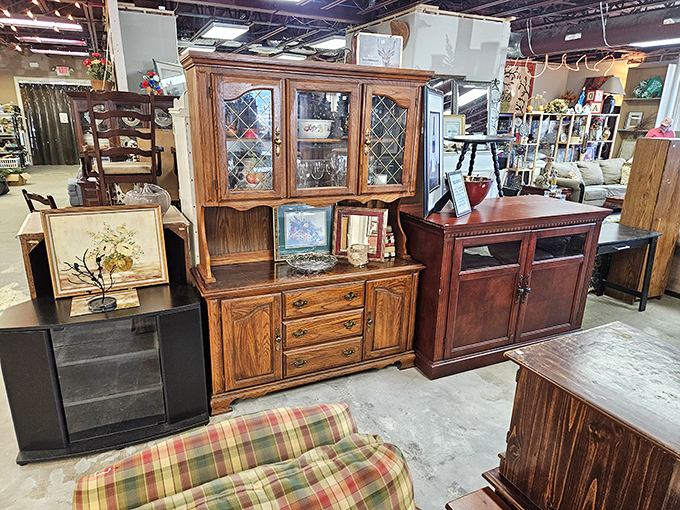 Wood that tells stories&mdash;from the diamond-paned hutch to the rich mahogany cabinet. Furniture with more character than most Hollywood blockbusters.