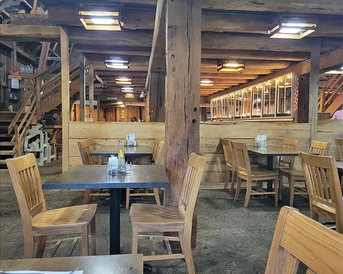 Exposed beams and honest lighting&mdash;because good food doesn't need to hide in the shadows. This is architecture that complements conversation.