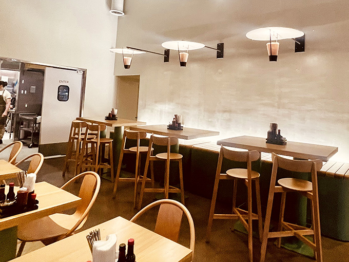 High-top seating offers prime people-watching territory while you wait for your noodle dreams to arrive.