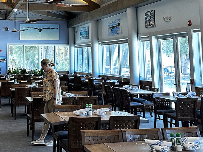 Sunlight streams through windows in the dining room, illuminating tables where countless "remember when we ate at Sandbar?" stories have begun.
