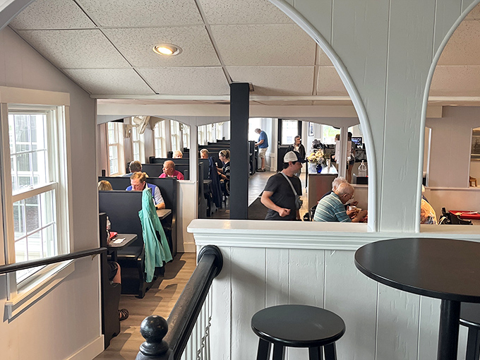 The dining room's simple arches and nautical accents create that "you're not in the city anymore" feeling that makes vacation meals taste better.