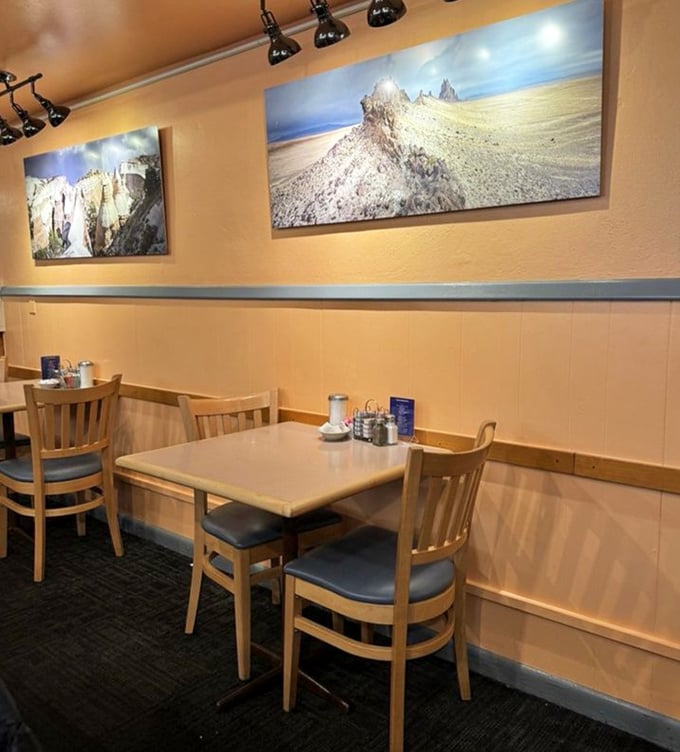 A dining room filled with locals and visitors sharing one common religion: the worship of seriously good New Mexican comfort food