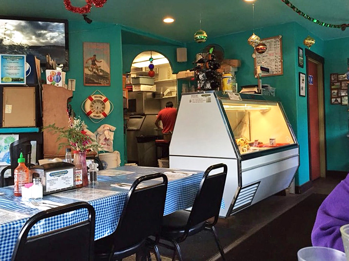 The fish market display case reveals Luna Sea's dual identity&mdash;restaurant in the front, fresh seafood market in the back, excellence throughout.