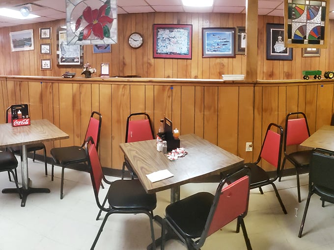 The dining room feels like a community living room where the furniture hasn't changed since Reagan was president—and nobody wants it to.