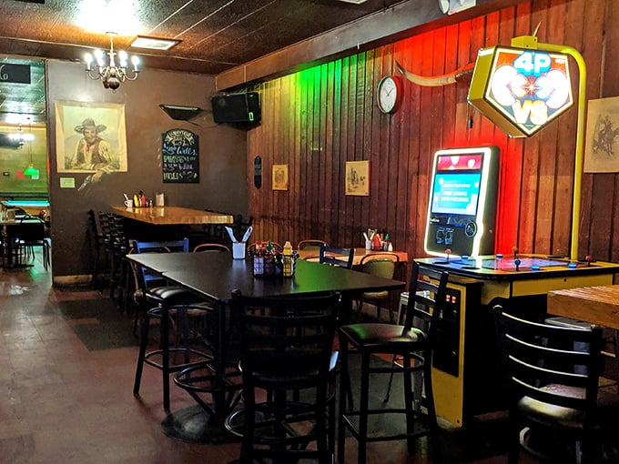 The Ranch Room's rustic interior feels like stepping into a time capsule where good times are always on tap.