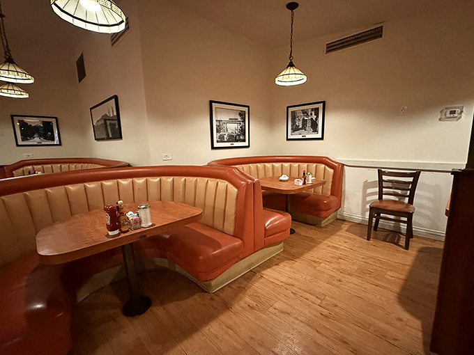 Empty booths waiting for their next story. In the diner universe, these aren't just seats&mdash;they're front-row tickets to life's everyday theater.