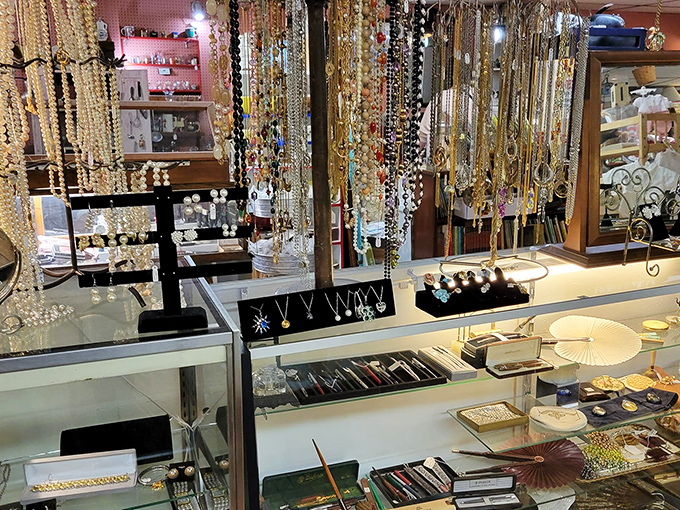 Costume jewelry displays that sparkle with decades of glamour, proving bling has always been a timeless human obsession.