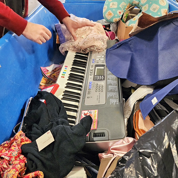 Someone's abandoned keyboard might become another person's musical resurrection. One man's decluttering is another's creative opportunity.