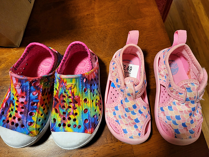 Tiny shoes with enormous personality. Those tie-dye kicks have "future creative genius" written all over them.