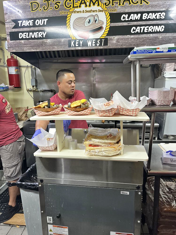 Where the magic happens&mdash;a glimpse into the kitchen where seafood dreams are assembled with practiced precision.