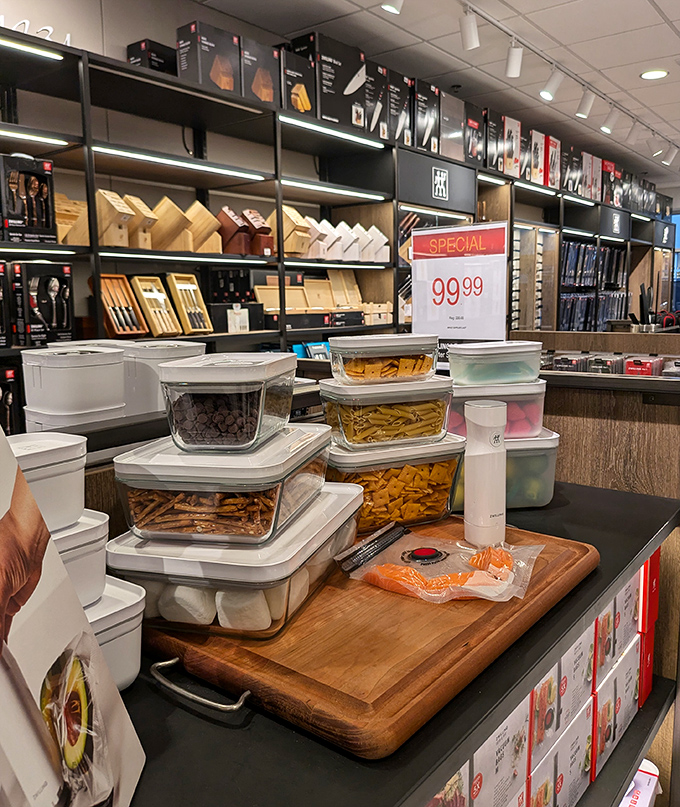 Kitchen gadgets arranged with such precision, you'll suddenly believe you're one purchase away from becoming a master chef.