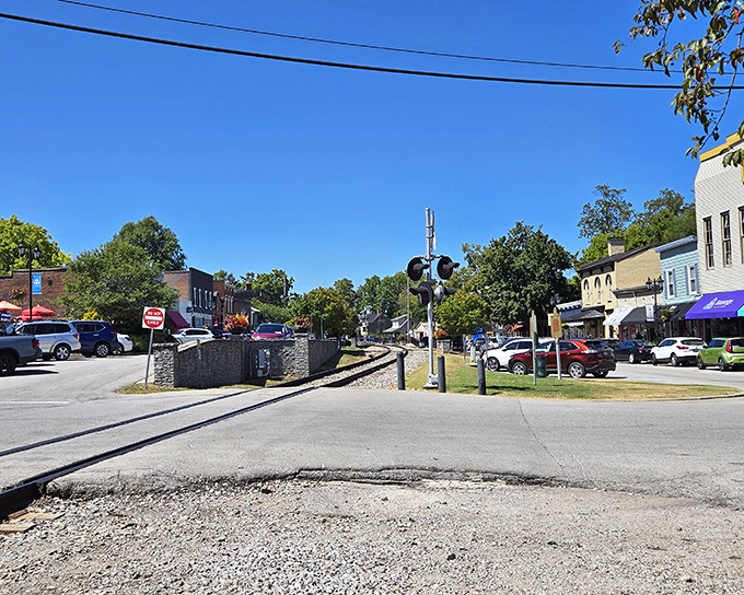 Railroad crossing signals and historic storefronts create Midway's signature look &ndash; a town where the past and present share the same sidewalk without awkwardness.