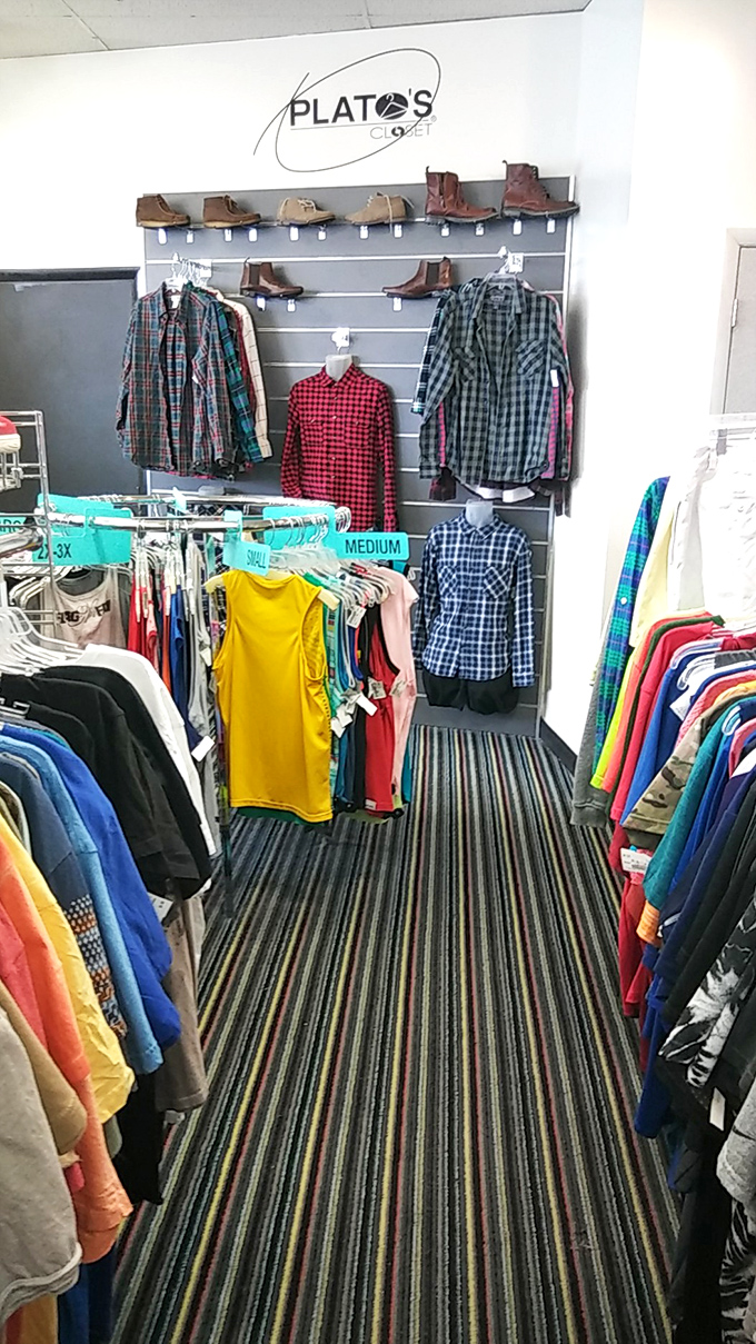 Flannel shirts and boots create a lumberjack's paradise in the men's section, minus the woodcutting and exorbitant price tags.