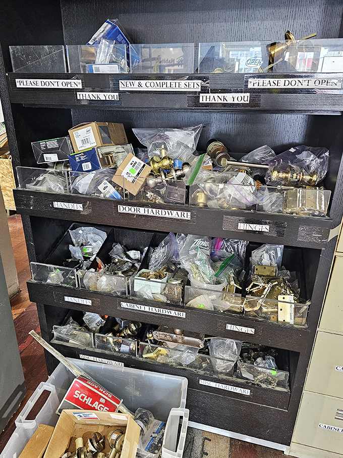 Hardware heaven—where that oddly specific doorknob you've been searching three stores for has been patiently waiting all along.