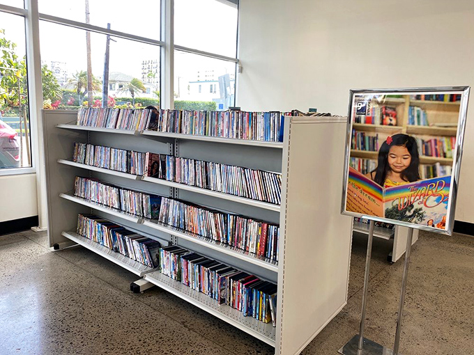 A DVD treasure trove where forgotten films and complete series wait patiently for movie nights in paradise.