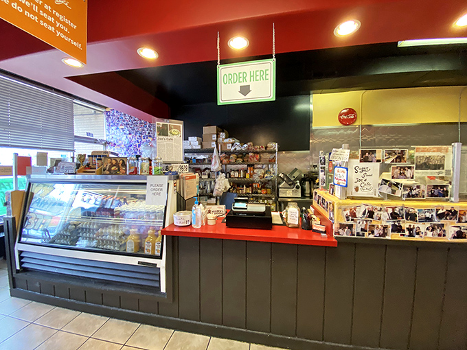 Where breakfast magic happens: the ordering counter where dreams are placed and hunger pangs go to die.