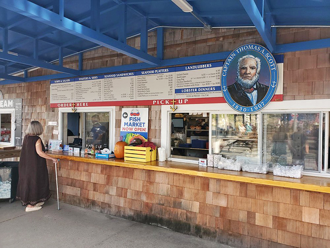 Where Captain Thomas Scott watches over your order with the stern approval of a man who knows good seafood.