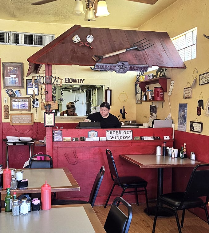 The "Order Out Window" sign and rustic decor remind you this isn't some corporate food factory&mdash;it's a place where meals are made with care.