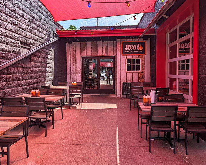 The outdoor patio&mdash;where BBQ meets fresh air. A perfect urban oasis for enjoying smoked delicacies while pretending the calories don't count when consumed outside.