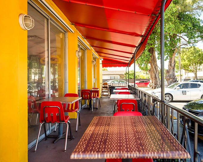 The outdoor seating offers front-row seats to Miami life, with a side of perfect weather year-round.