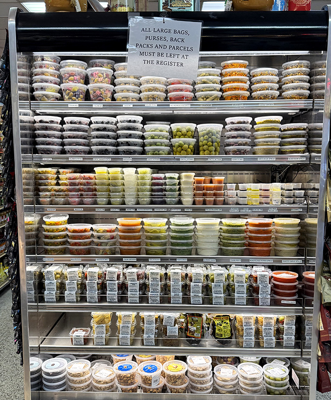 The prepared foods section is a United Nations of Italian delicacies, where pasta salads and marinated vegetables compete for your attention.