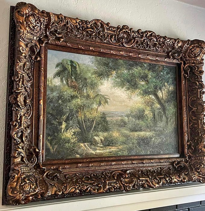 That ornate frame alone would cost a fortune elsewhere. Someone's "I found it at a thrift store" humble-brag is waiting to happen.