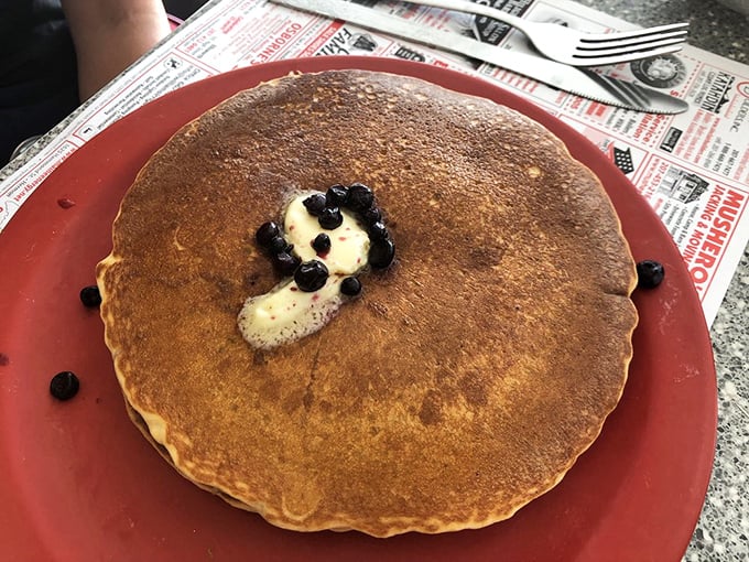 The pancake that launched a thousand breakfast dreams. Those Maine blueberries aren't just berries&mdash;they're little bursts of joy.