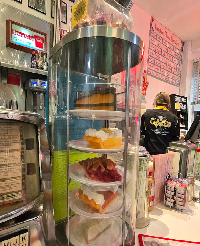 The rotating dessert display&mdash;nature's most perfect invention after the wheel. Each pie waits patiently for its moment of glory.