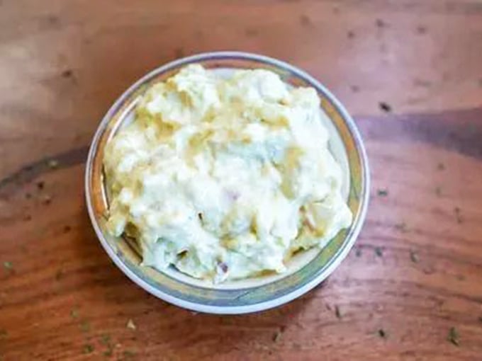 Potato salad that your aunt would claim she taught them how to make, creamy enough to make you forget you're an adult with responsibilities.