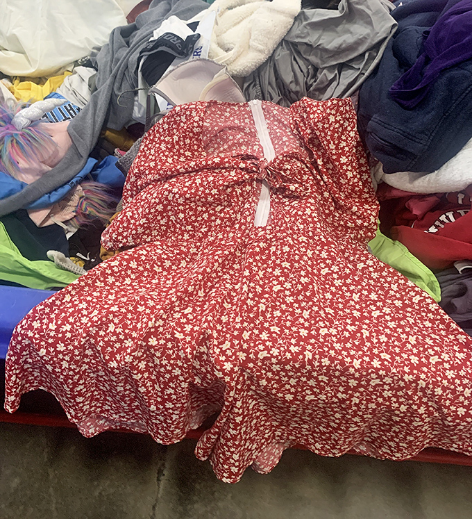 Someone's abandoned prairie dream awaits its Cinderella moment. This floral frock could be headed to a vintage-loving teenager or costume designer's collection.