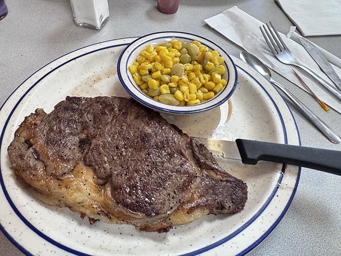 A ribeye that proves you don't need fancy steakhouse prices for a serious piece of meat. Simple, straightforward, and exactly what you want after a day of battlefield tours.