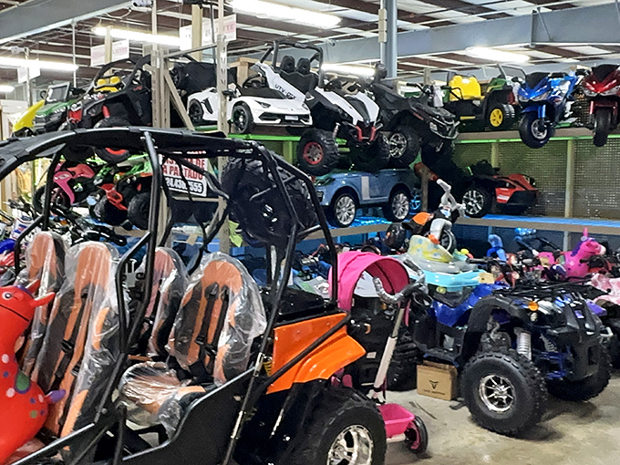 Childhood dreams come in all sizes at this motorized toy paradise. Grandparents beware: you might "accidentally" buy one for yourself.