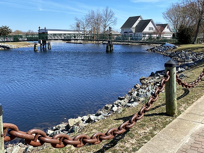 This pedestrian bridge spans the Mispillion River like a green sentinel, connecting neighborhoods while offering prime spots for contemplative water-gazing.