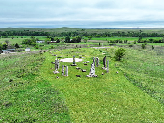 These mysterious stone formations stand like ancient sentinels, guarding secrets of the prairie's distant past.
