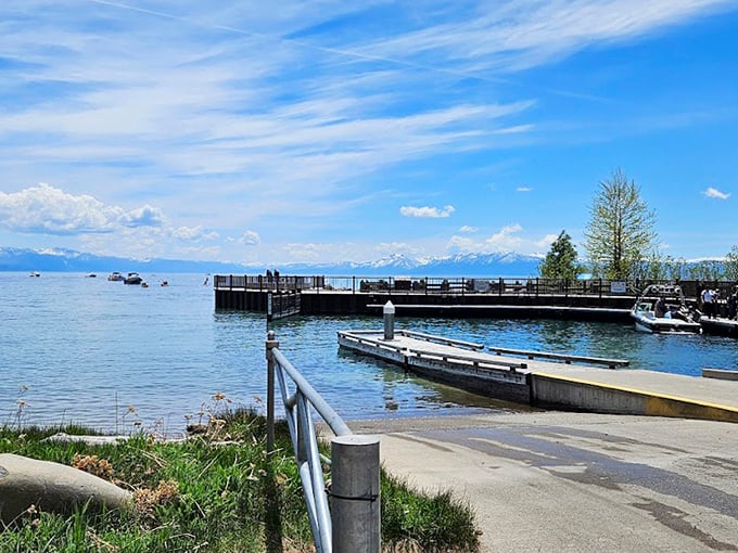 Boat docks that invite even the most dedicated landlubbers to consider a day on the water. Tahoe's marina: where FOMO was invented.