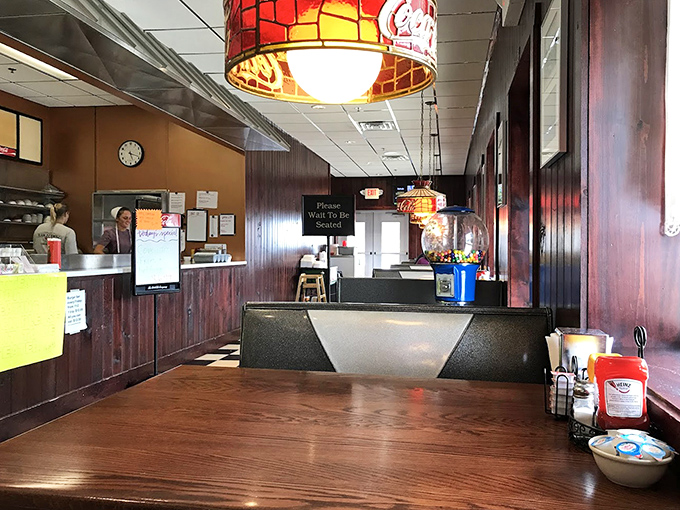 The warm wood-paneled interior with stained glass pendant lights creates an atmosphere where "just a quick bite" turns into hours of conversation.